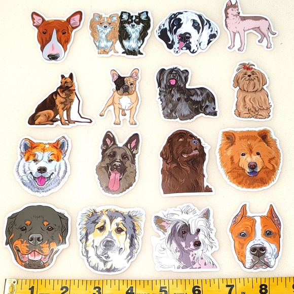 Office | Set Of 16 Realistic Adorable Pure Bred Dog Faces Stickers ...
